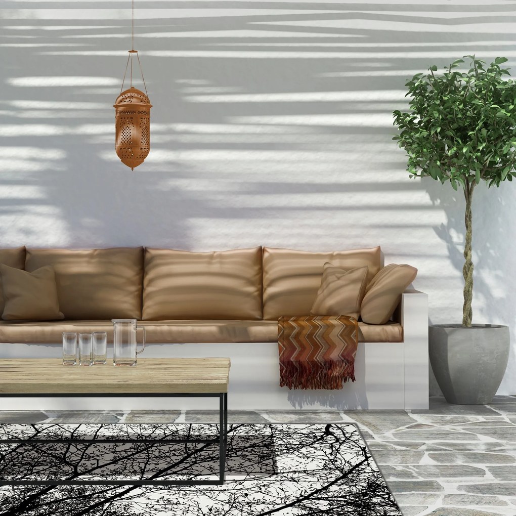 Tutumi Nature 4D, plyšový koberec vzor: černé stromy 140x200 cm, SHG-09009