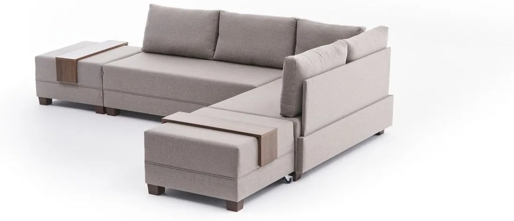 Designová rohová sedačka Ramesha 280 cm krémová - pravá
