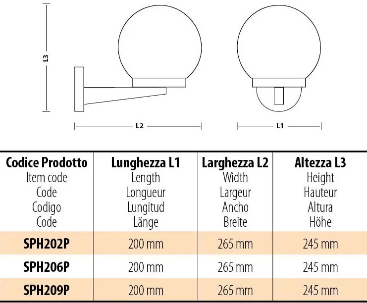 VELAMP Venkovní nástěnné světlo APOLUX SPH206P
