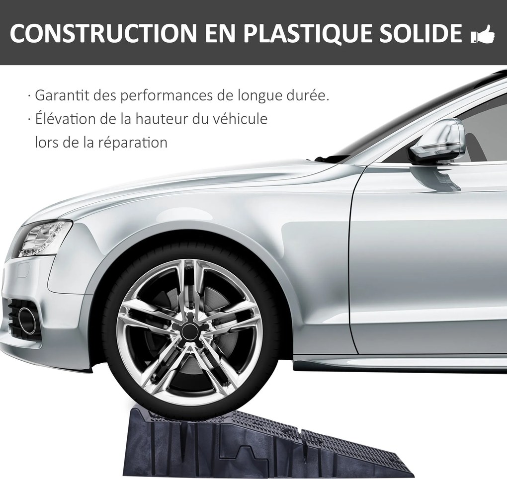 DURHAND Plastové Nakládací Rampy pro Automobily, Přístupové Rampy, 2 Kusy, Nosnost 2,5 Tuny, 91 x 30 x 21 cm, Černé
