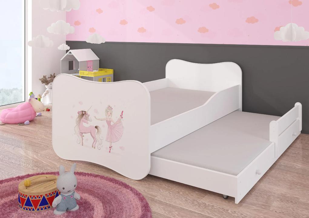 Dětská postel s matracemi GONZALO II 160x80 Motiv: BALETKA S JEDNOROŽCEM