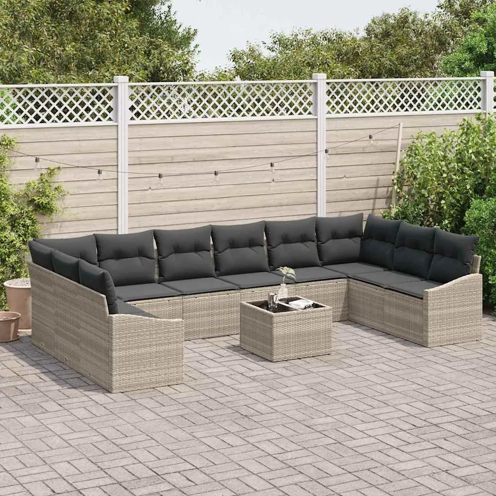 Set pohovek 11 ks Světle šedá polyratan 3346912