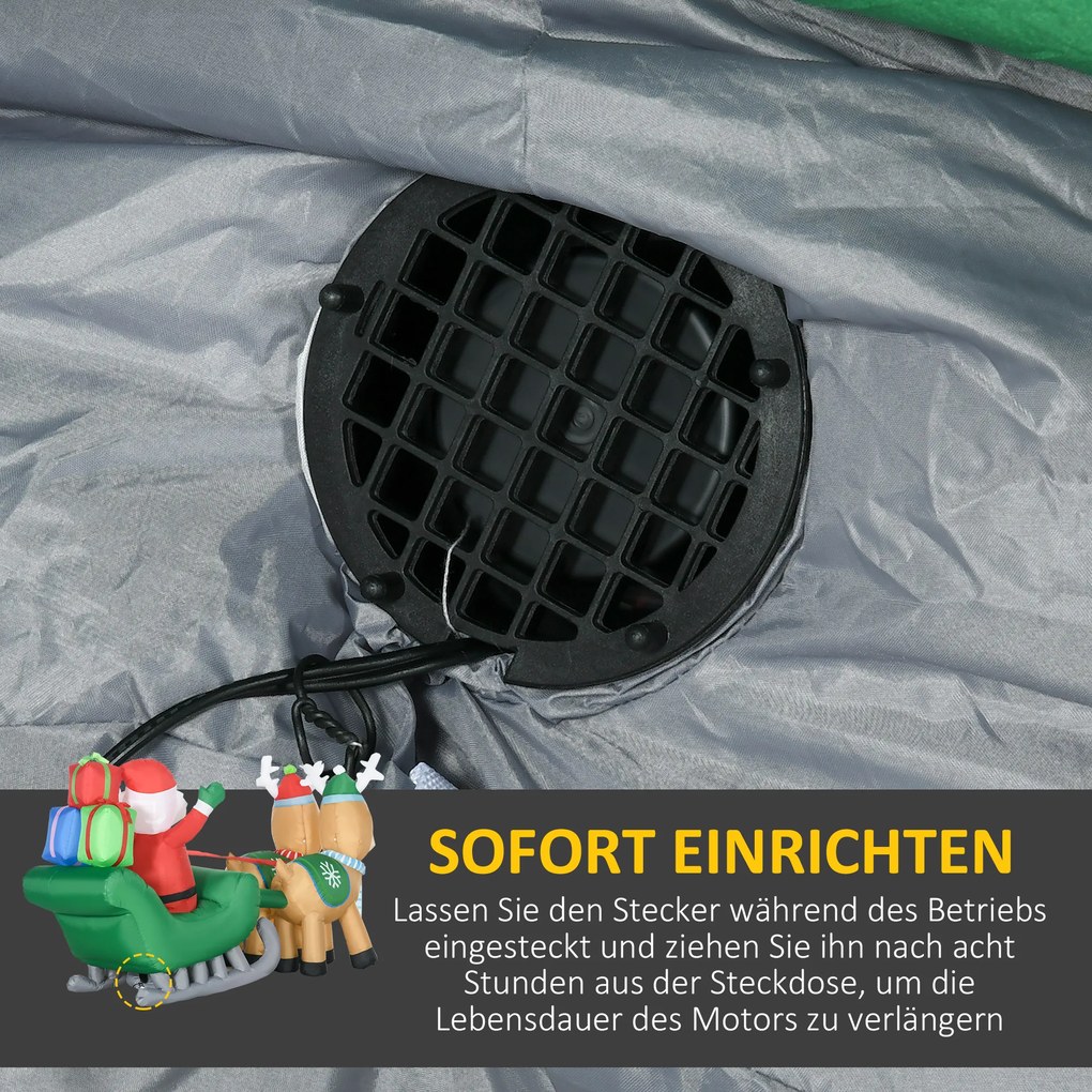 HOMCOM Nafukovací Santa Claus, nafukovací vánoční dekorace, vč. ventilátoru, do interiéru i exteriéru, bílá + zlatá