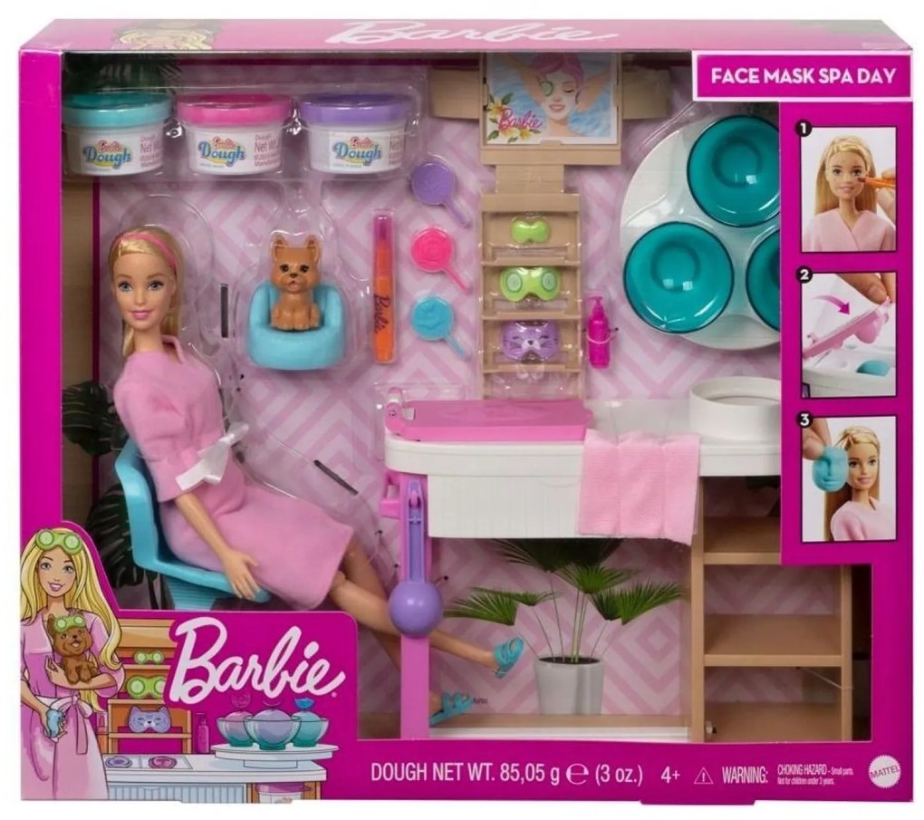 Mattel barbie salón krásy herní set s běloškou, gjr84