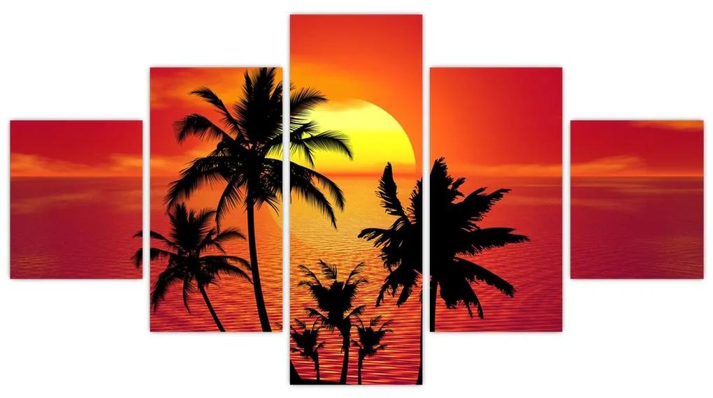 Obraz siluety ostrova s palmami (125x70 cm)