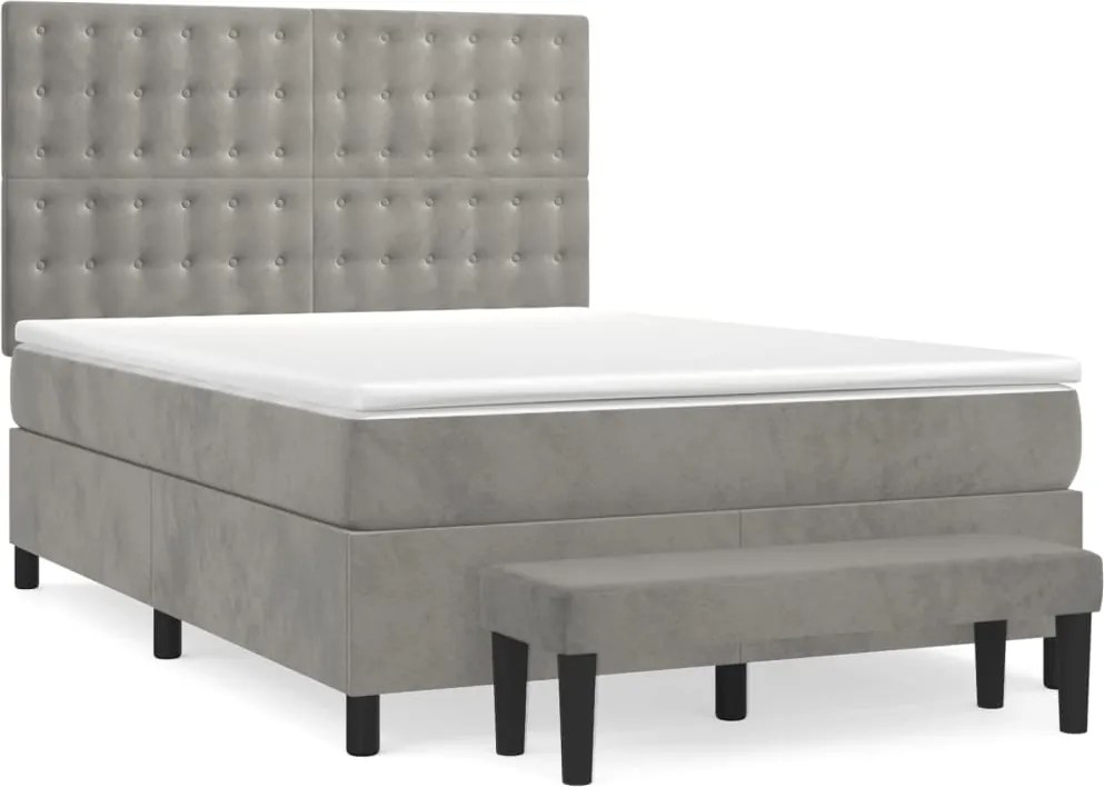 Box spring postel s matrací světle šedá 140x200 cm samet 3138085