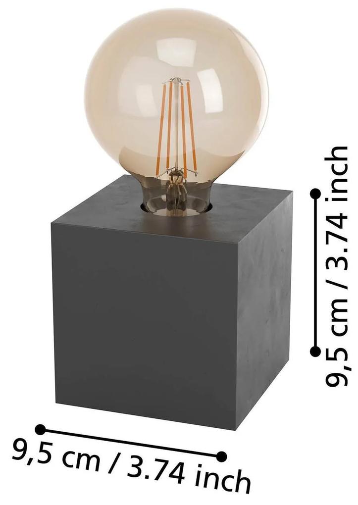 Stolní lampa Prestwick 2 s dřevěnou kostkou, černá