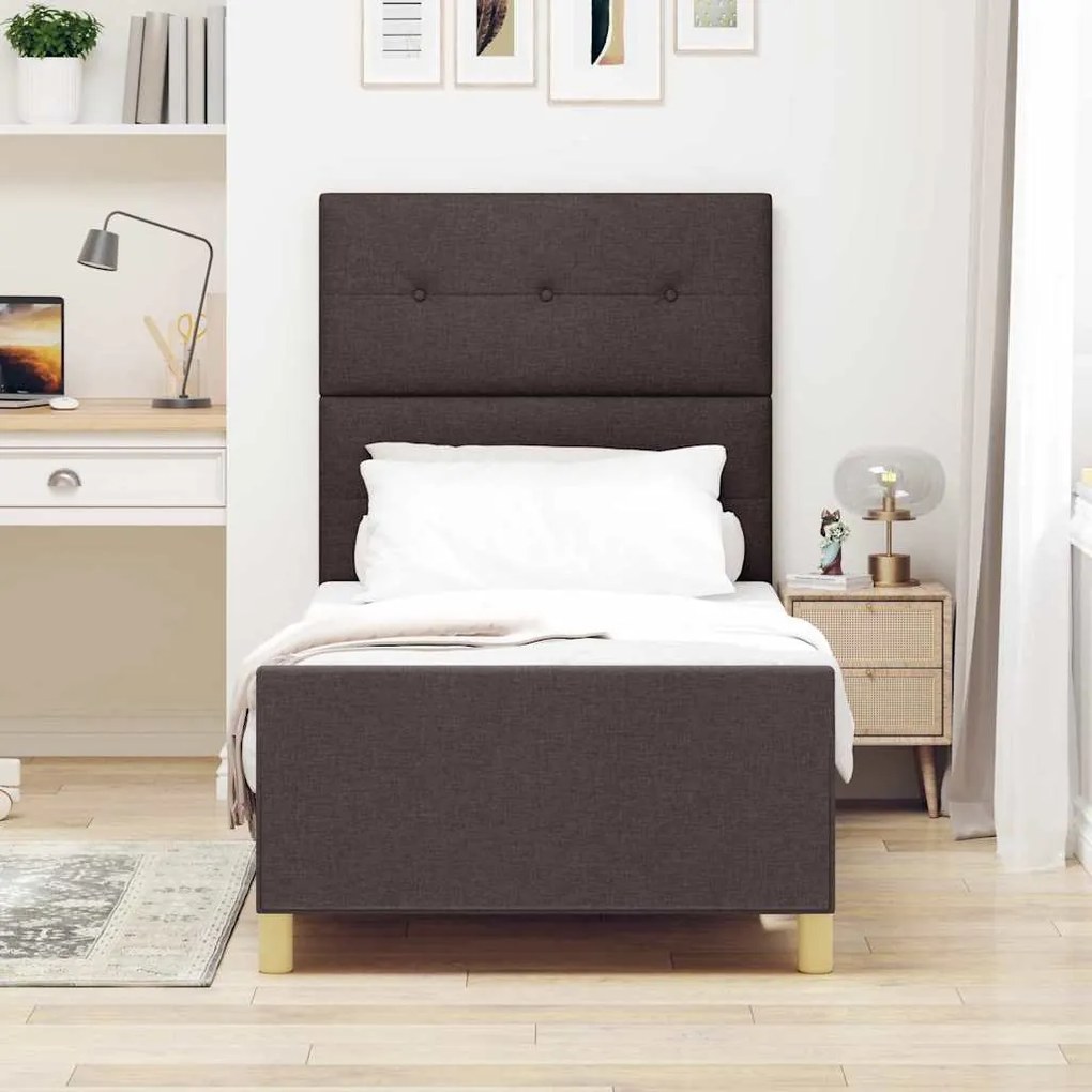 Rám postele s čelo Tmavě hnědá 80 x 200 cm textil 3344686