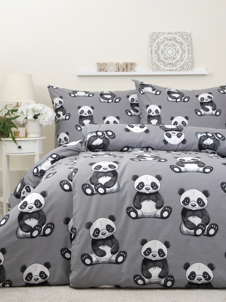 MK Lůžkoviny Francouzské bavlněné povlečení Renforcé - Panda 220 × 200 cm, 2ks 70 x 90 cm