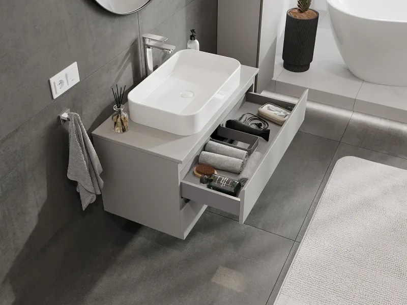 Mexen Orio, koupelnová skříňka 90 cm, 2 zásuvky, šedá matná, 91A10-09047-2-BFF62