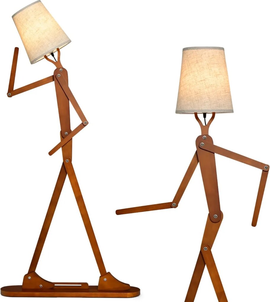 Costway 160 cm Vysoká dřevěná stojací lampa Dekorativní humanoidní rohová lampa