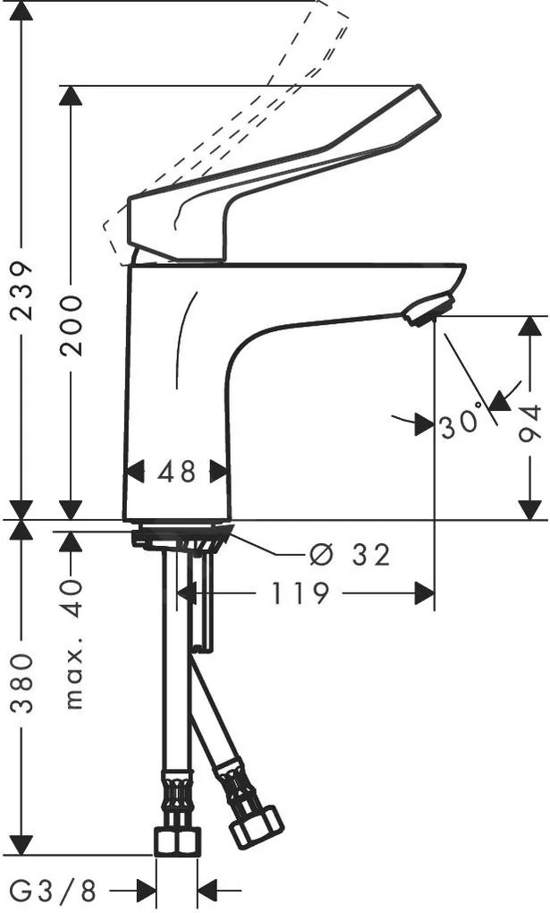 Hansgrohe Focus, páková umyvadlová baterie 100, chromová, 31915000