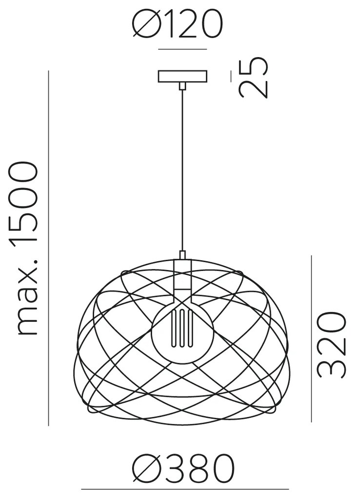 ACB Iluminacion Závěsné svítidlo BELLONA, ⌀ 38 cm, 1x E27 15W