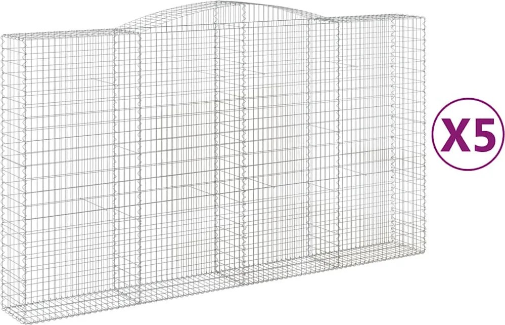 Klenuté gabionové koše 5 ks 400x50x220/240cm pozinkované železo 3147077