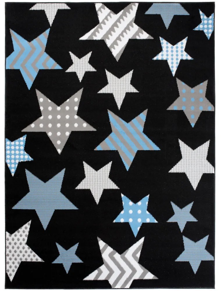 Kusový koberec PP Stars černý, Velikosti 80x150cm