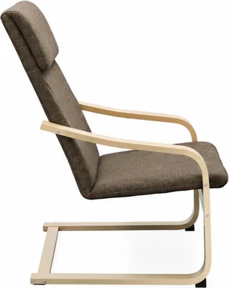 relaxační křeslo, s pohupem, dřevo/kov/látka, 98x65x69 cm, dřevo přírodní/hnědá, Dekorino KR20260136