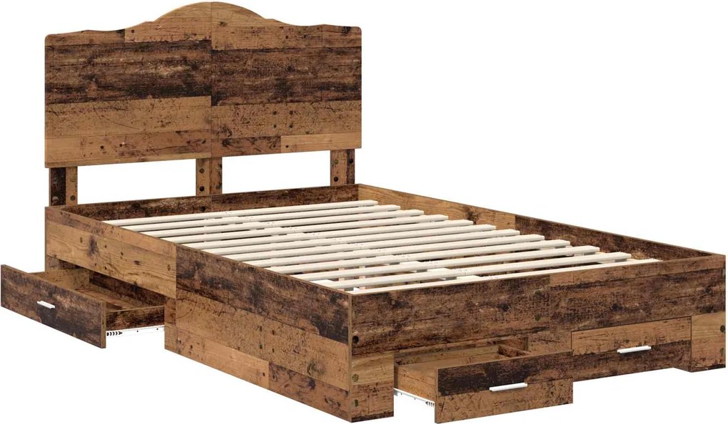 Rám postele s čelo Staré dřevo 120 x 190 cm Kompozitní dřevo 3413637
