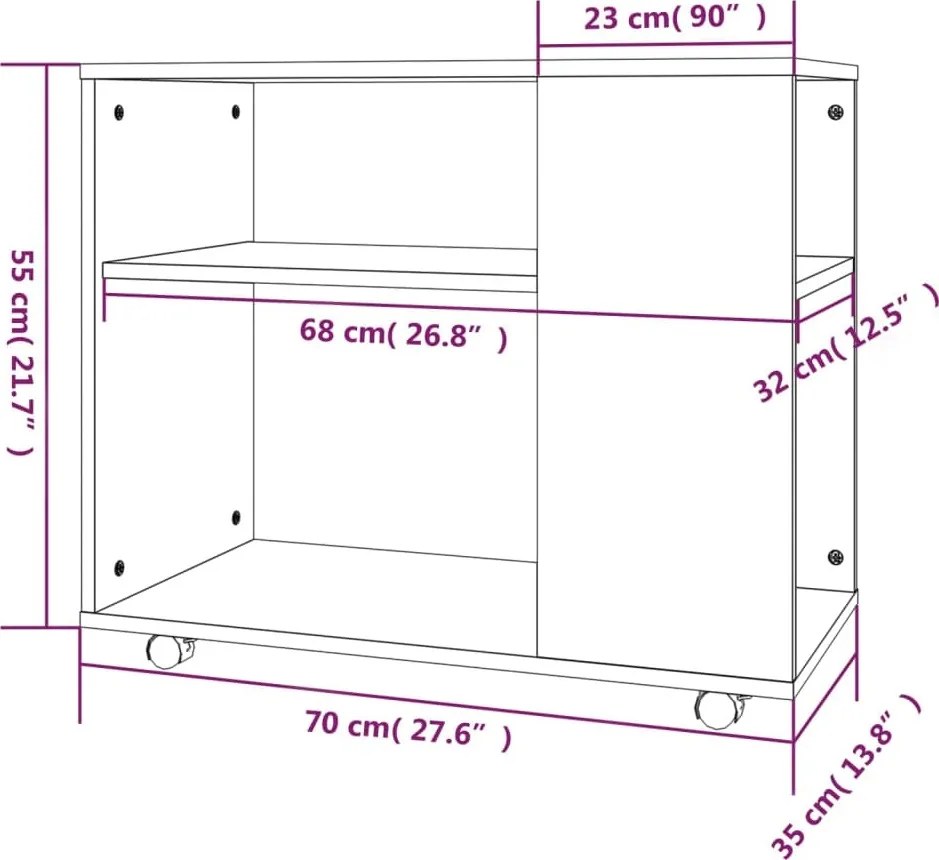 vidaXL Odkládací stolek 70 x 35 x 60 cm, konstrukční dřevo [802128] Barva: dub sonoma