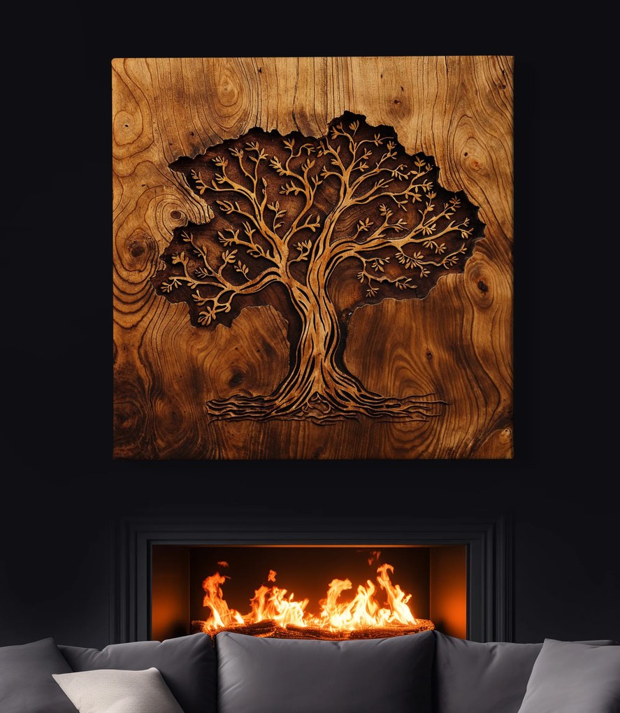 Obraz na plátně - Strom života Werdy, dřevo styl FeelHappy.cz Velikost obrazu: 80 x 80 cm