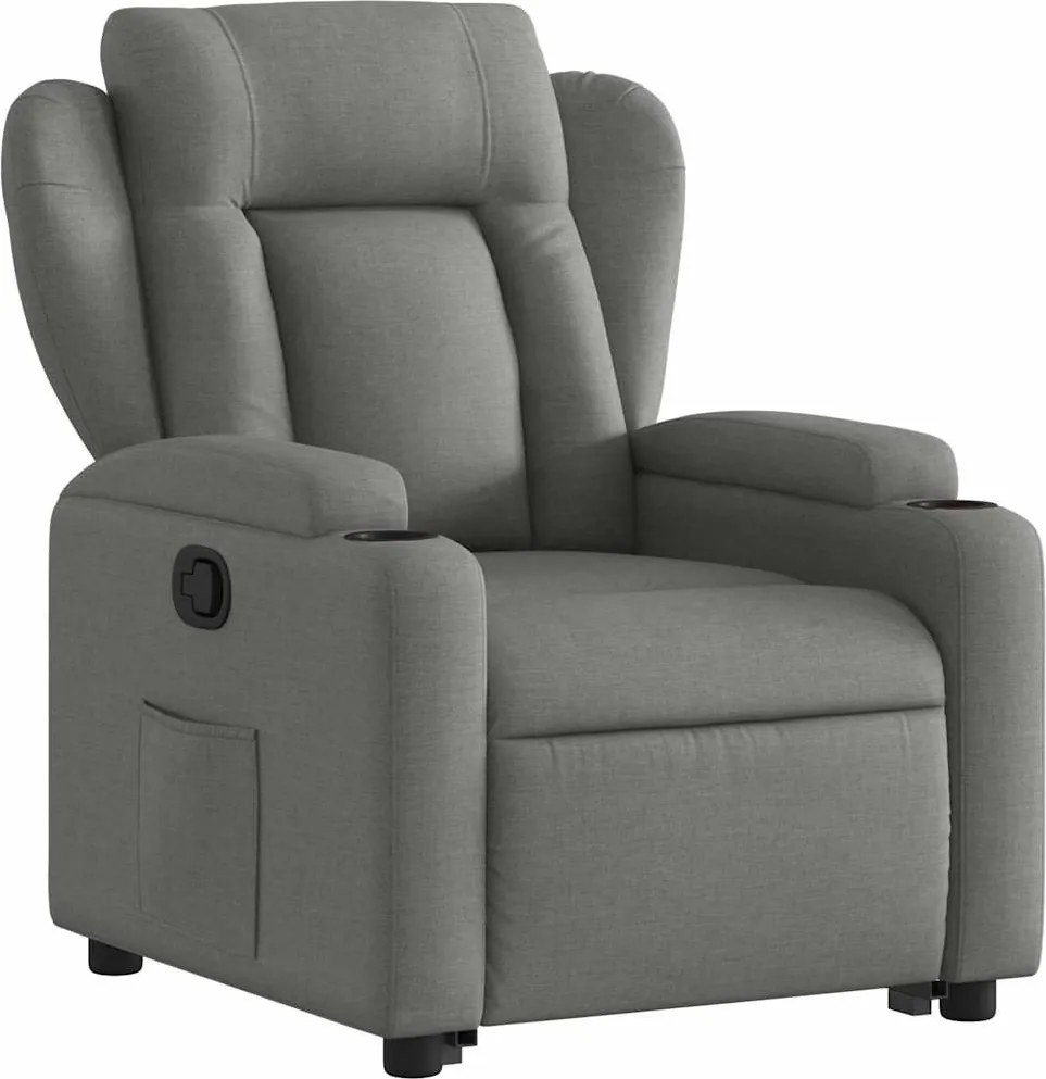 Zvedací polohovací křeslo tmavě šedé textil 3204483