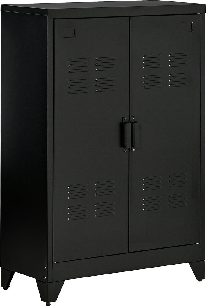 HOMCOM skříňka na dokumenty se žaluziovými dvířky, úložná skříňka s policemi, černá, 75 x 33 x 110 cm pro kancelář a obývací pokoj | Aosom.de