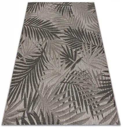 koberec SIZAL FLOORLUX 20504 LISTY stříbro / černý DŽUNGLE velikost 200x290 cm | krásné koberce cz