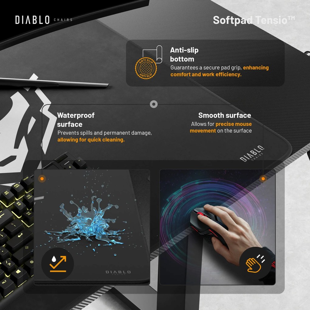Elektricky výškově nastavitelný stůl 110 cm černý: Diablo X-Tensio 1100