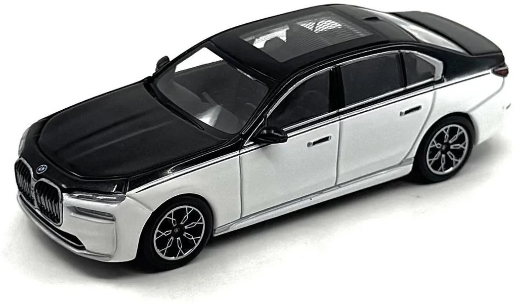 Mini gt bmw i7 xdrive 60 alpine - white/black met - 1:64