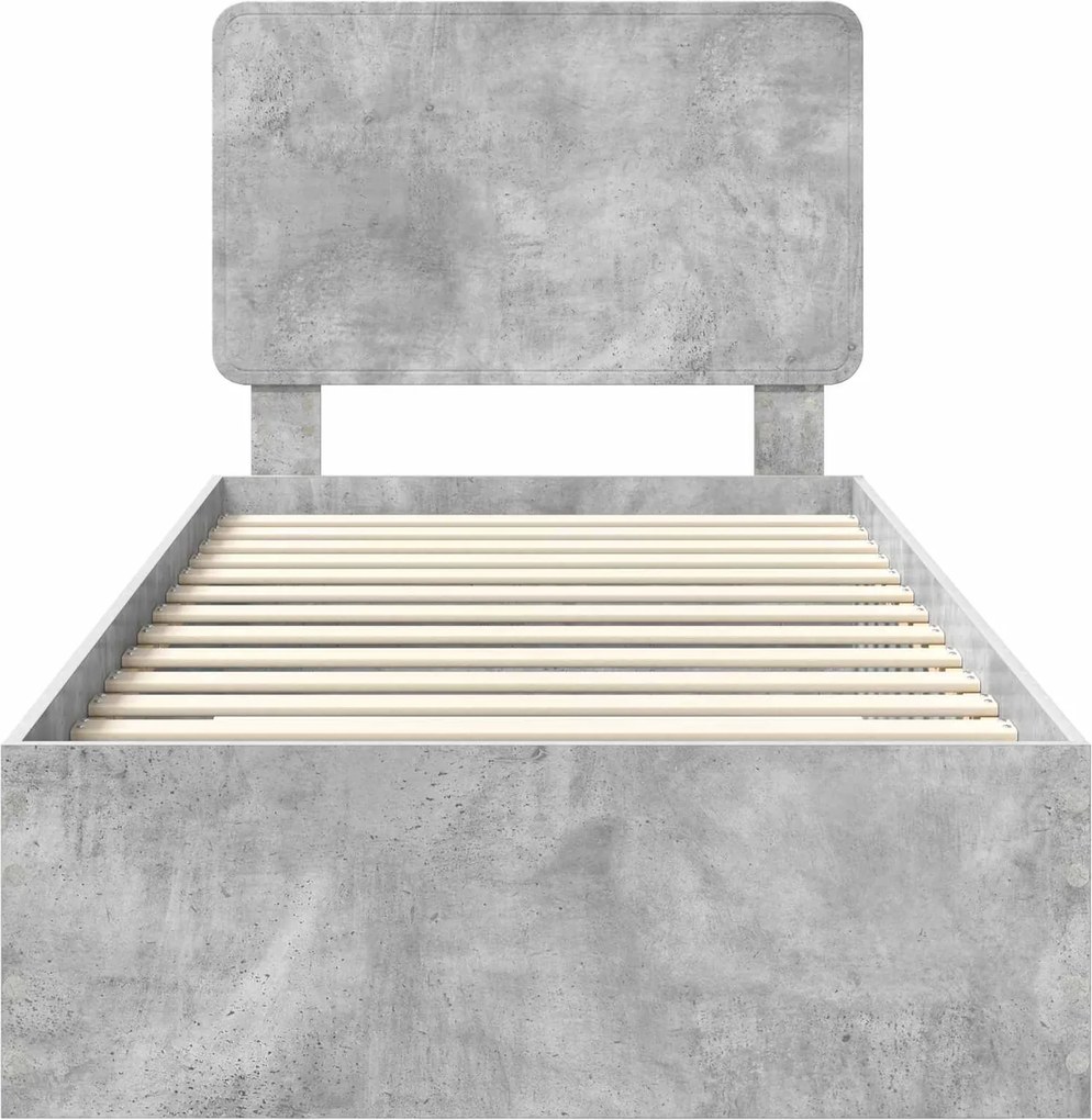 Rám postele s čelo Betonově šedá 70 x 190 cm Kompozitní dřevo 3412849