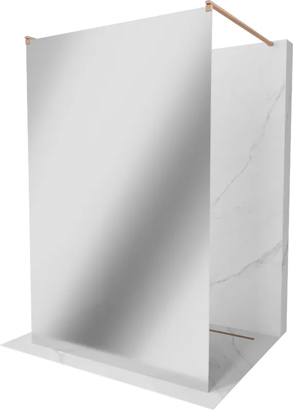 Mexen Kioto, sprchová zástěna Walk-In 120 x 200 cm, 8mm sklo vzor zrcadlo, měděný matný profil, 800-120-002-65-50