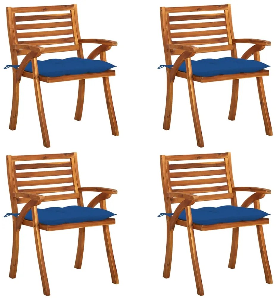 3075199 vidaXL Zahradní židle s poduškami 4 ks masivní akáciové dřevo