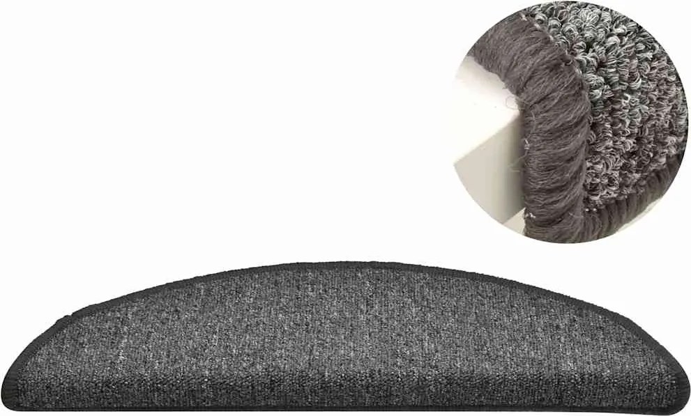 Schodové rohože 15 ks 56 x 17 x 3 cm tmavě šedé, půlkulaté 322368