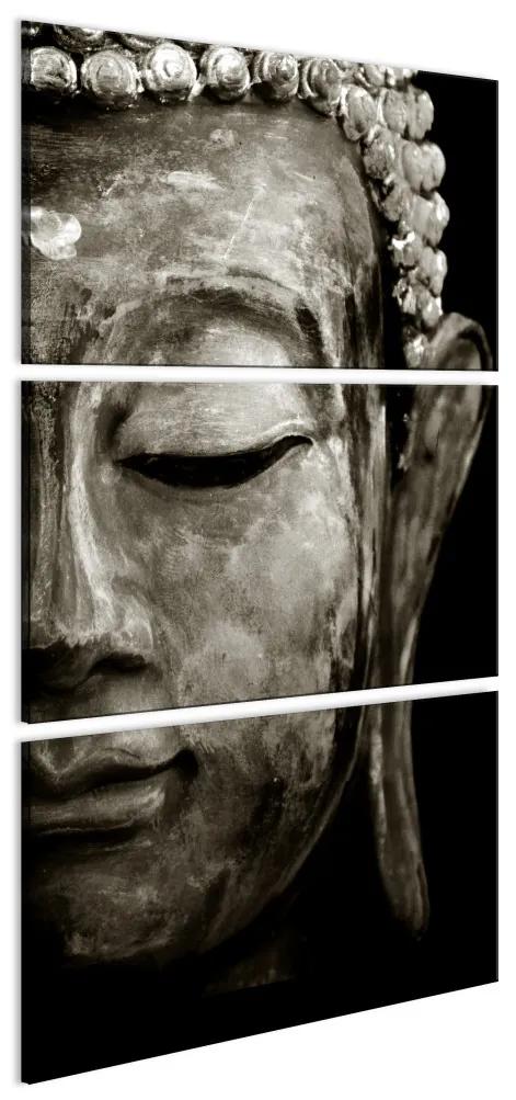 Obraz Buddyho Sen (3-dílný) - orientální socha v Zenovém stylu na černém pozadí