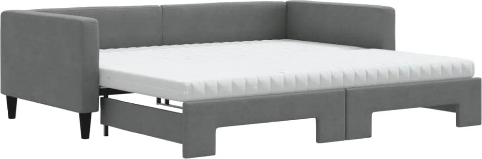 Válenda s přistýlkou a matracemi tmavě šedá 100 x 200 cm textil 3196602