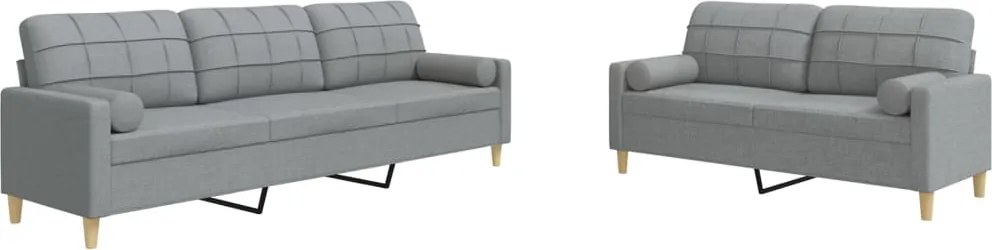 2dílná sedací souprava s polštáři světle šedá textil 3278335