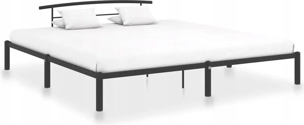 Rám Postele Šedý Kov Černá 200 x 200 cm