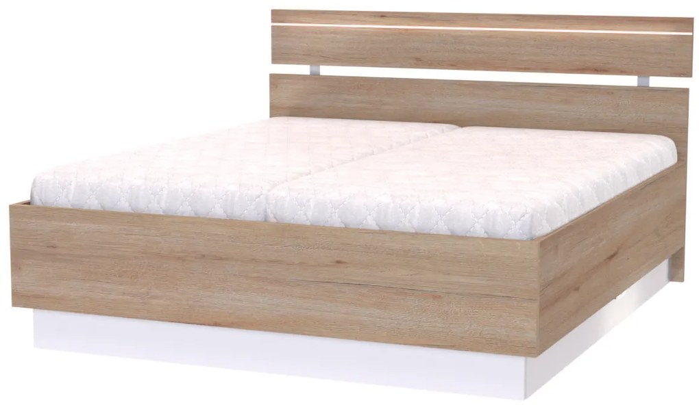 Nábytek Mikulík Dvoulůžková postel SMART L s úložným prostorem a LED, 180×200 cm Dekor: Dub bělený