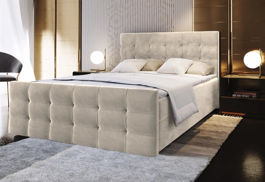 Expedo Čalouněná postel boxspring SAIMON + topper, 140x200, Cosmic 10