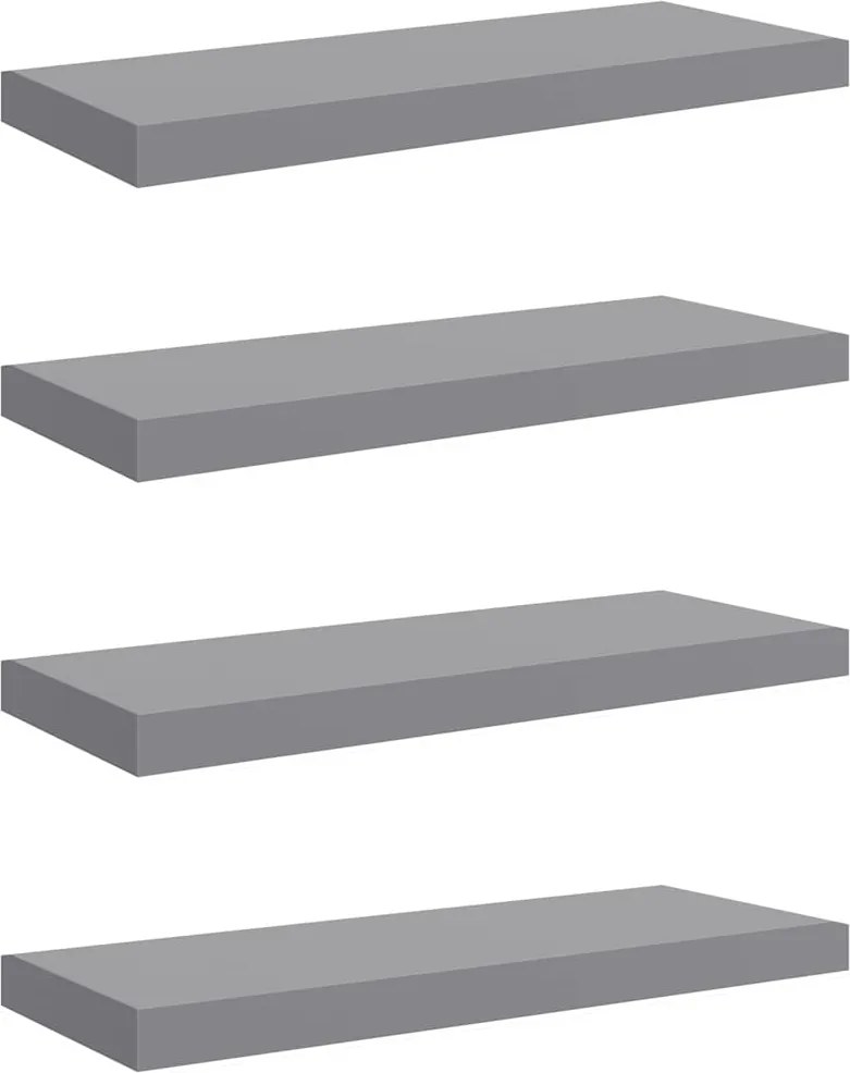 Plovoucí nástěnné police 4 ks šedé 60 x 23,5 x 3,8 cm MDF 323855
