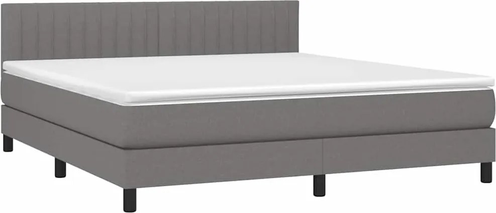 Box spring postel s matrací a LED tmavě šedá 160x200 cm textil 3133326