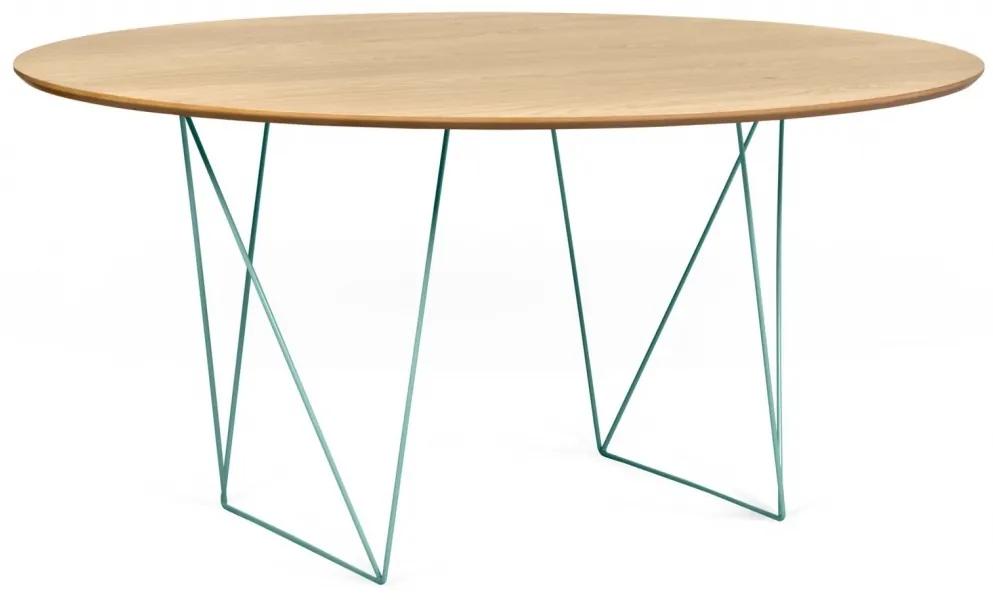 Jídelní stůl Matos 150 cm, zelená podnož, dub