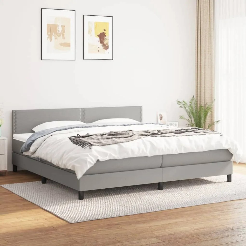 Box spring postel s matrací světle šedá 180 x 200 cm textil 3139993
