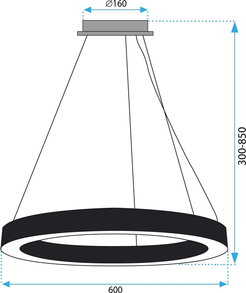 Toolight Toolight, LED stropní svítidlo 60cm, 27W, APP1282-1CP, černá, OSW-00940