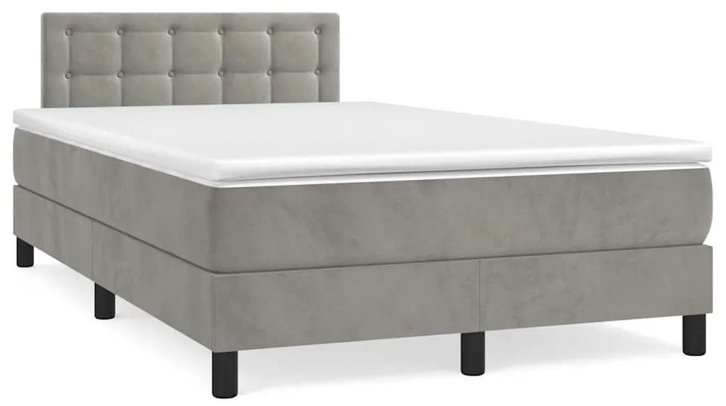 Box spring postel s matrací a LED světle šedá 120x190 cm samet 3270177
