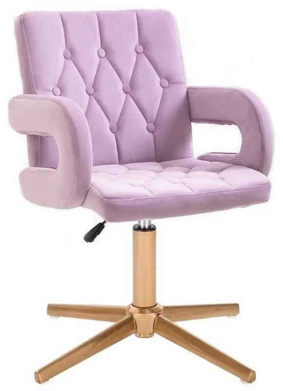LuxuryForm DESIGN Otočná židle BOSTON VELUR na zlatém kříži - levandule