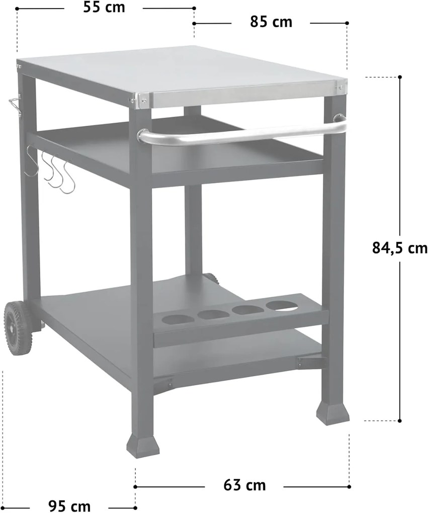 MM Handel  Grilovací vozík stůl 3patrový servírovací vozík BBQ
