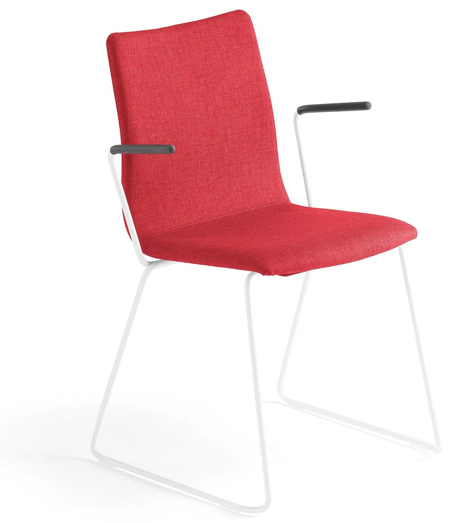 AJ Produkty Konferenční židle OTTAWA, s područkami, červený potah, bílá