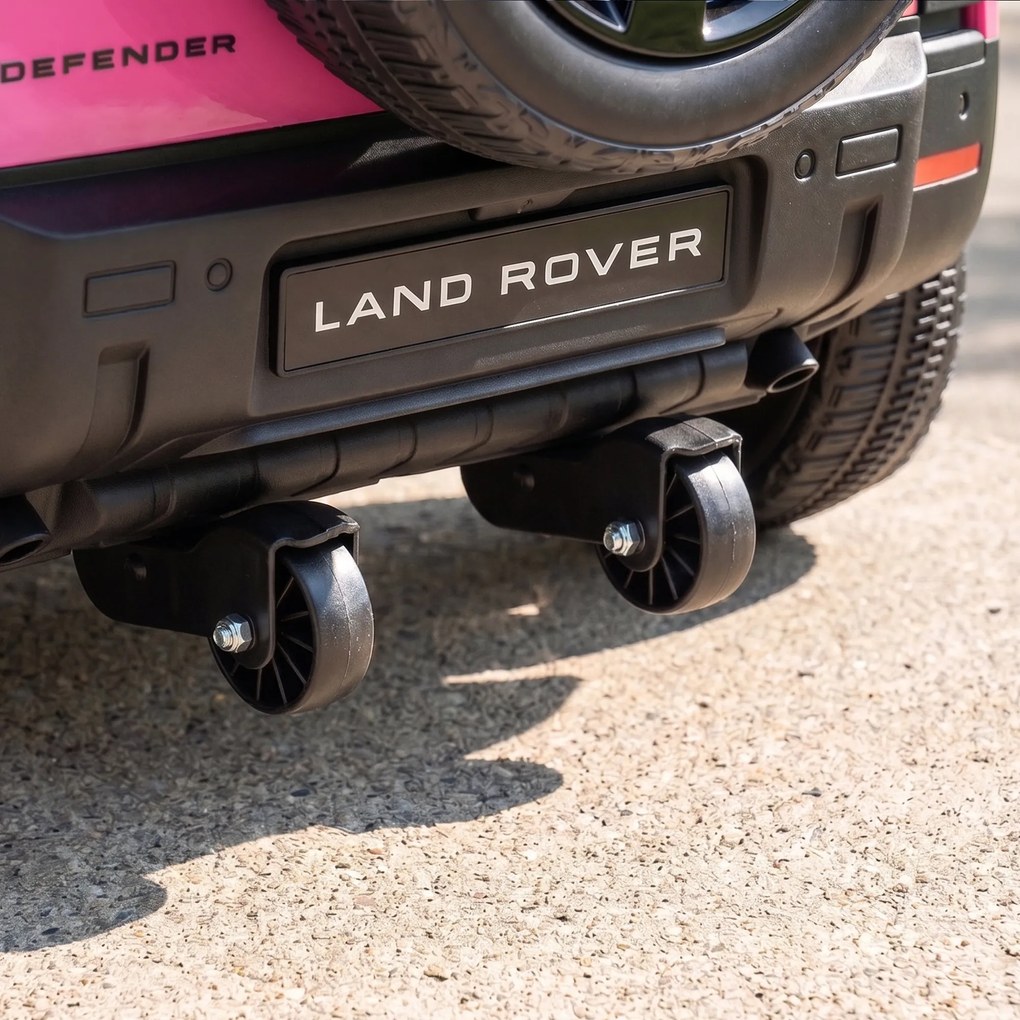 AIYAPLAY elektrické SUV pro děti Land Rover Defender 12 V dálkové ovládání Zavěšení Plynulý start 2,7–4,5 km/h Růžová