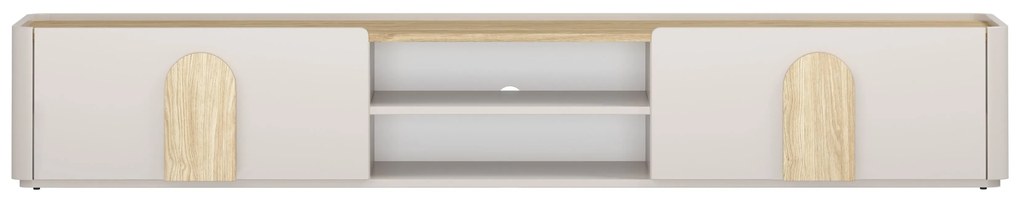 TV stolek Amilio 220 cm - kašmírová / dub olejovaný / úchytky dub světlý