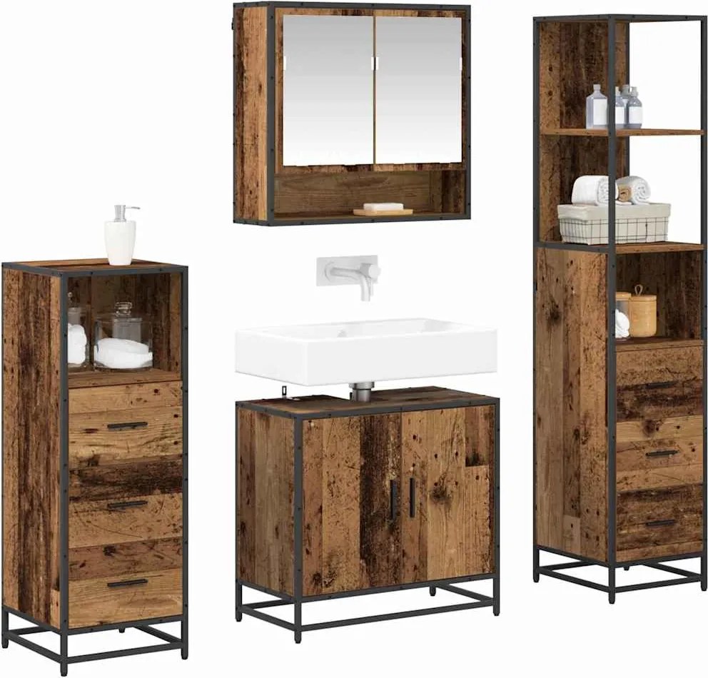 Sada koupelnového nábytku 4 ks Staré dřevo 65 x 33 x 60 cm 3402509